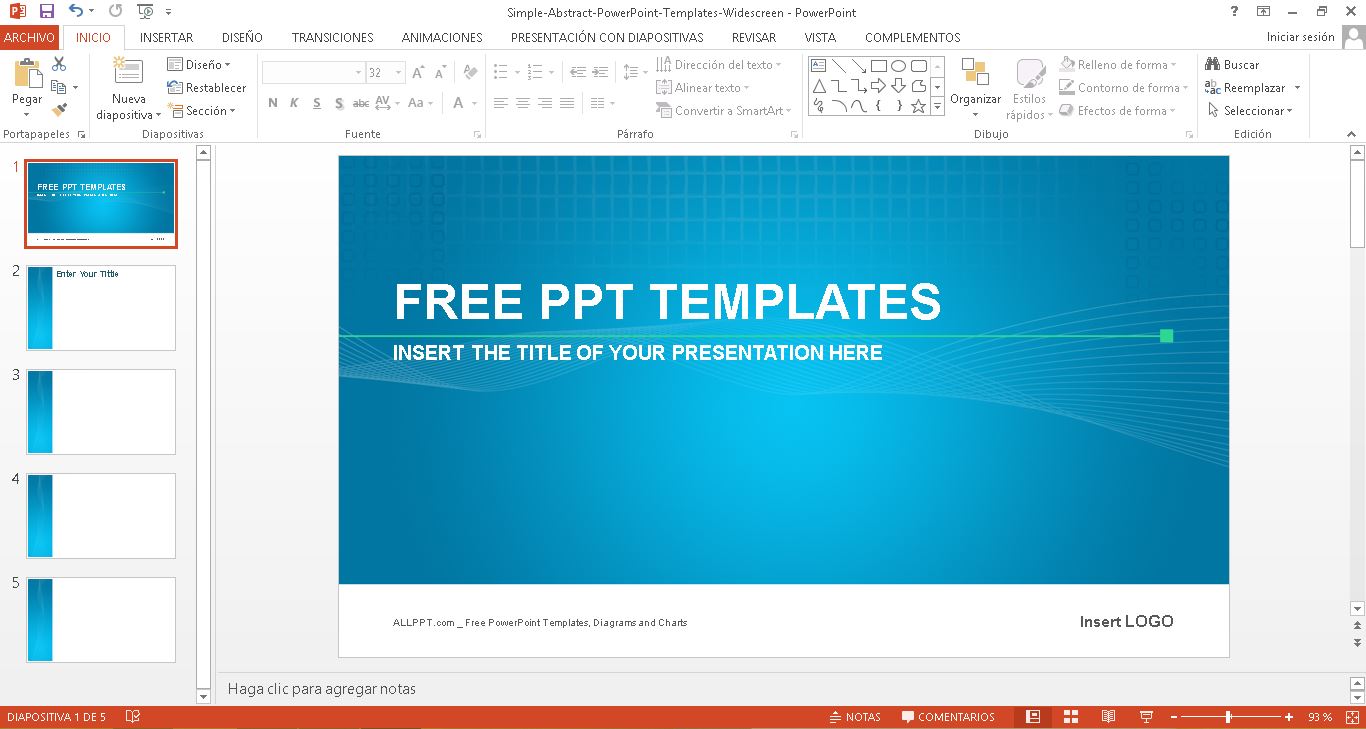 Plantilla celeste simple PowerPoint - Plantillas Power Point gratis