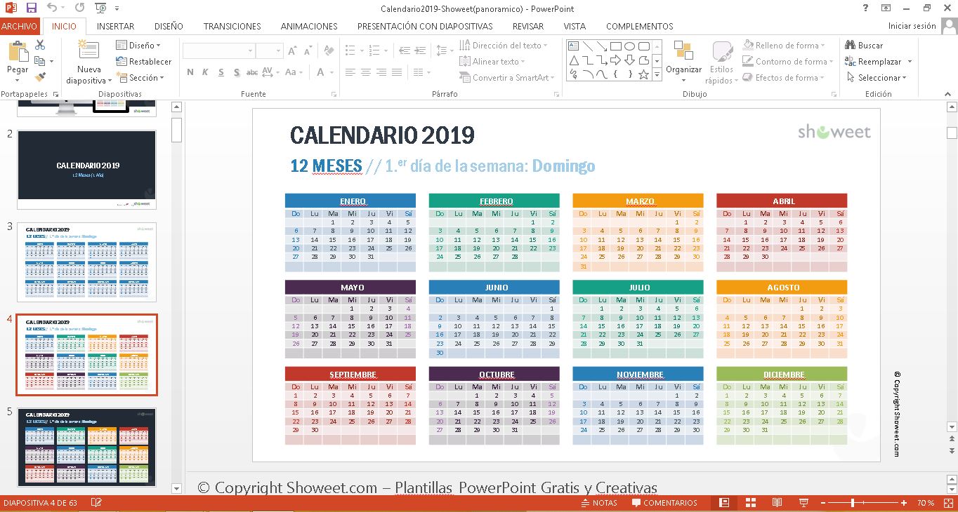 Plantilla calendario 2019 Powerpoint - Plantillas Power Point gratis