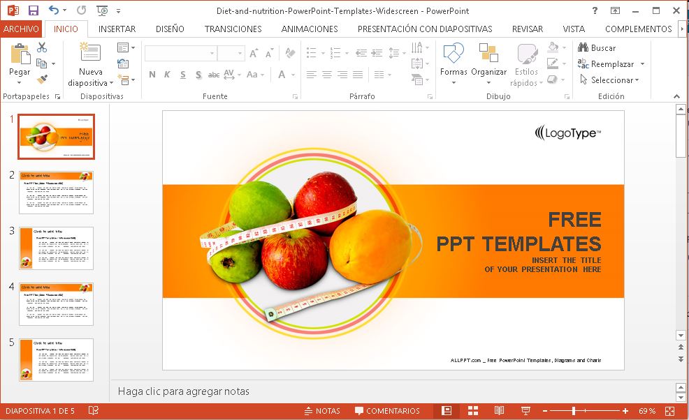 Plantilla Power Point dieta y nutrición - Plantillas Power Point gratis